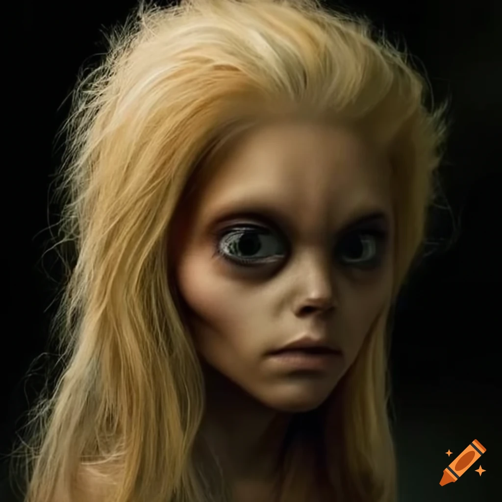 Alien with blonde hair on Craiyon