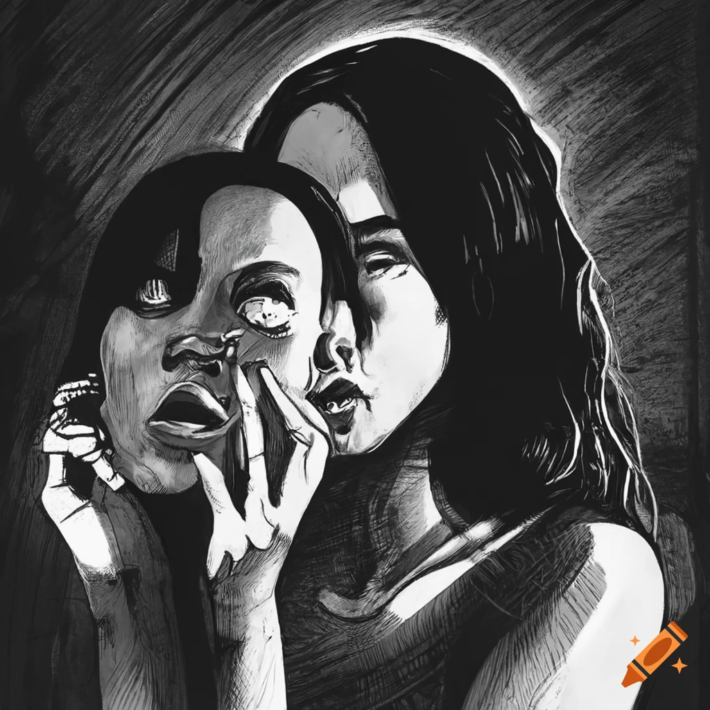 Scenes from The Craft movie in 1990s black and white illustration on ...