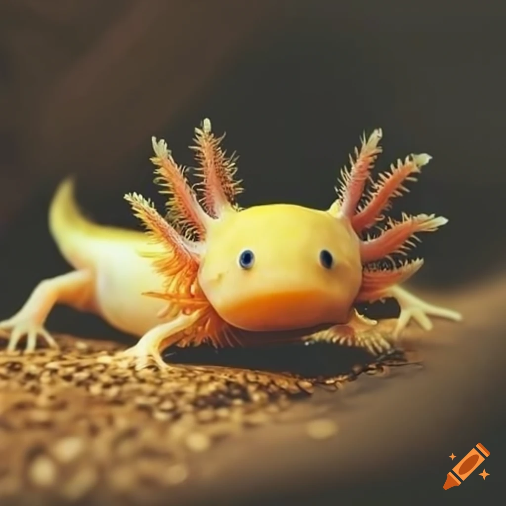 Gold axolotl on Craiyon