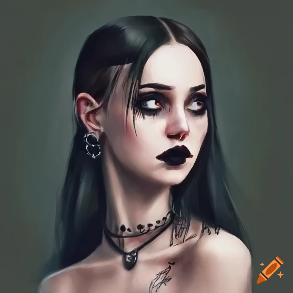 Realistic drawings of The Craft movie characters with a 1990s goth vibe on Craiyon