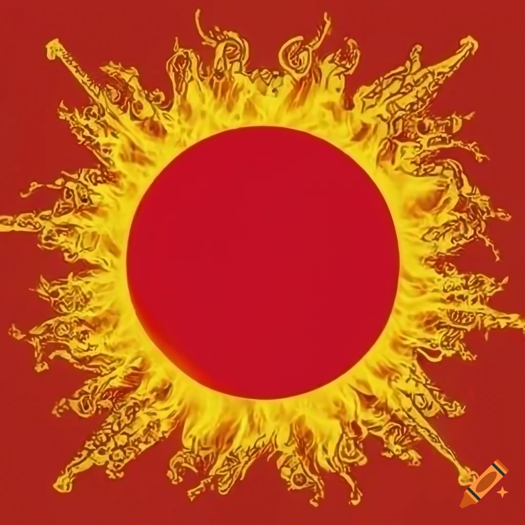 Combination flag with elements of japan, western roman empire, macedonia, achaemenid, ottoman ...