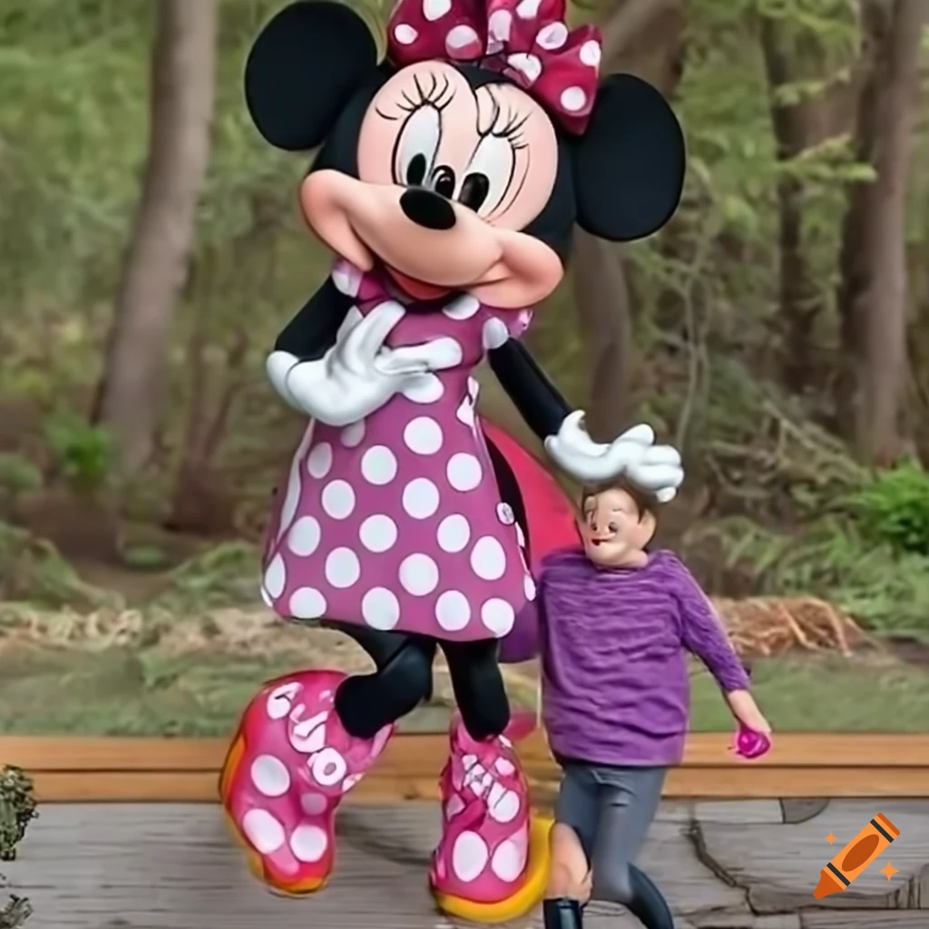 Minnie Mouse inviting a boy to rest in her arms on Craiyon