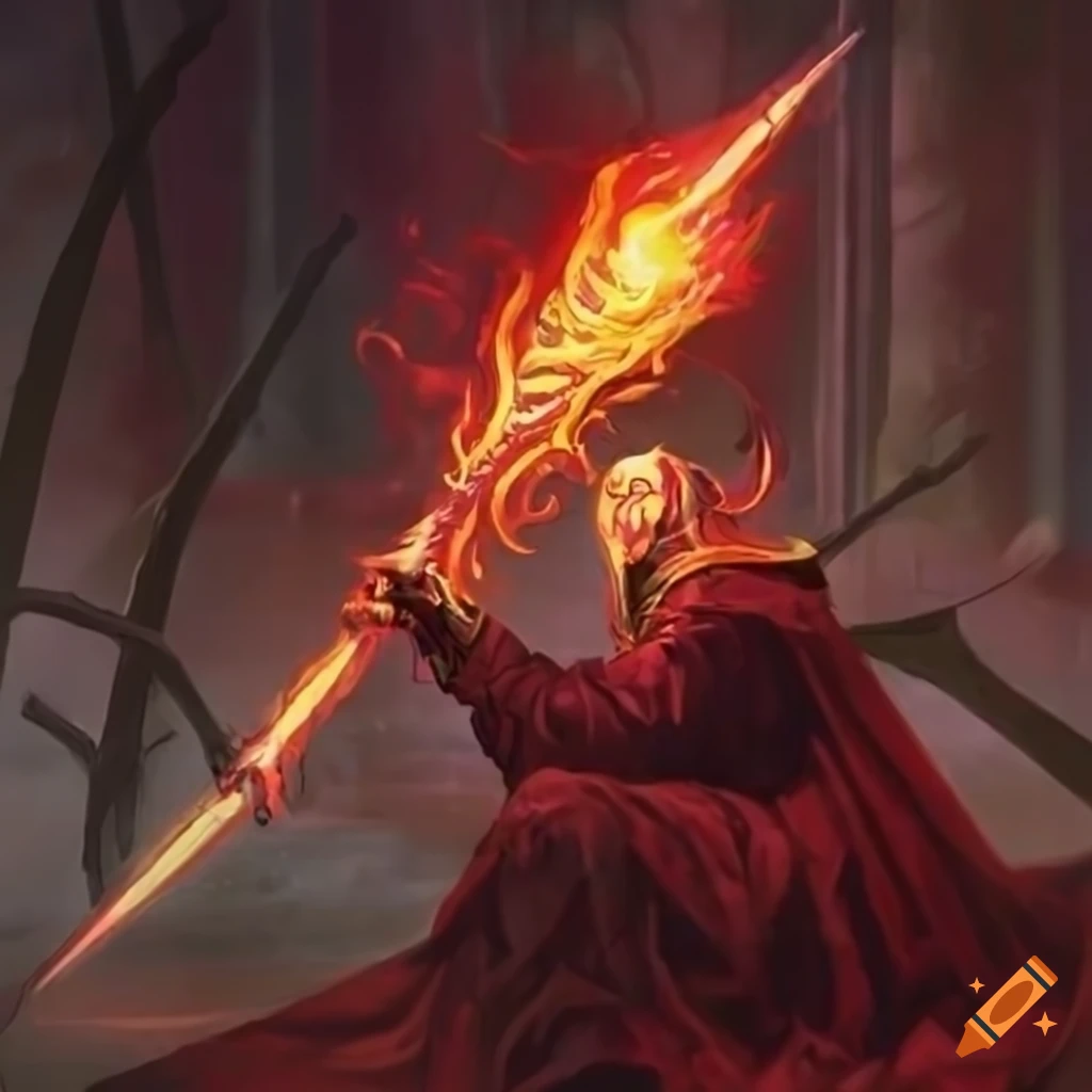 Poison flame long-sword with a green aura in front of a castle on Craiyon