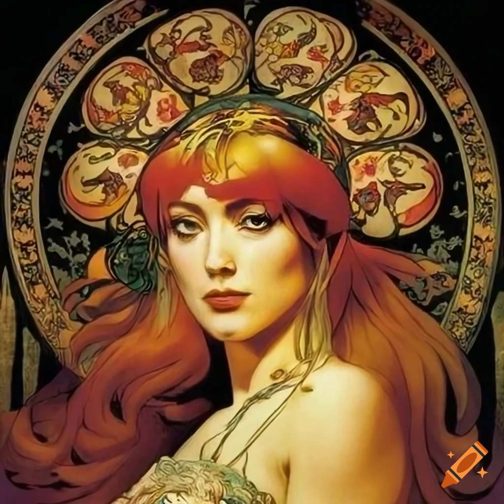 Abstract art inspired by boris vallejo, alphonse mucha, escher, and ...