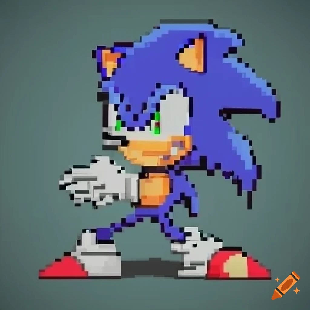 Pixel sonic character on Craiyon