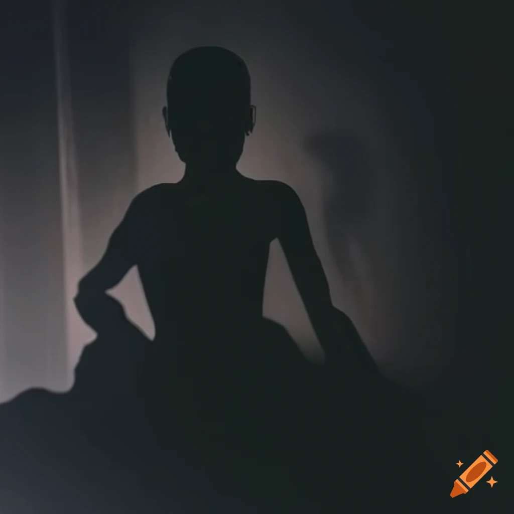 Dark ancient Chinese bedroom with humanoid shadow on wall on Craiyon