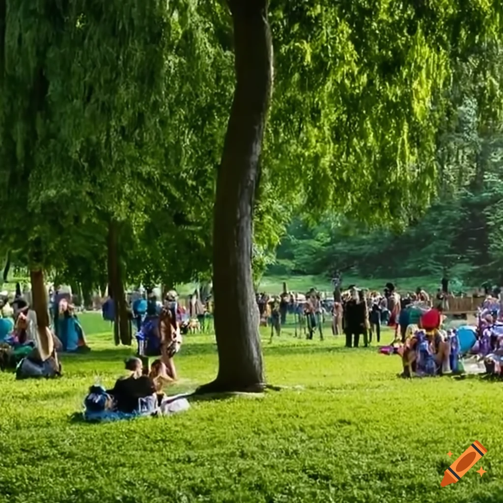 Park scene with people on Craiyon