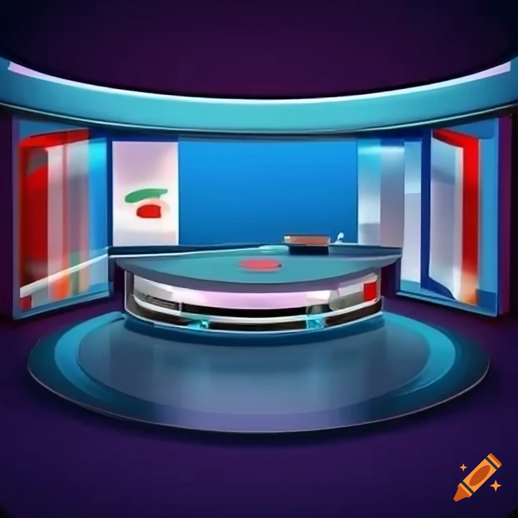 Cartoon-style news studio on Craiyon