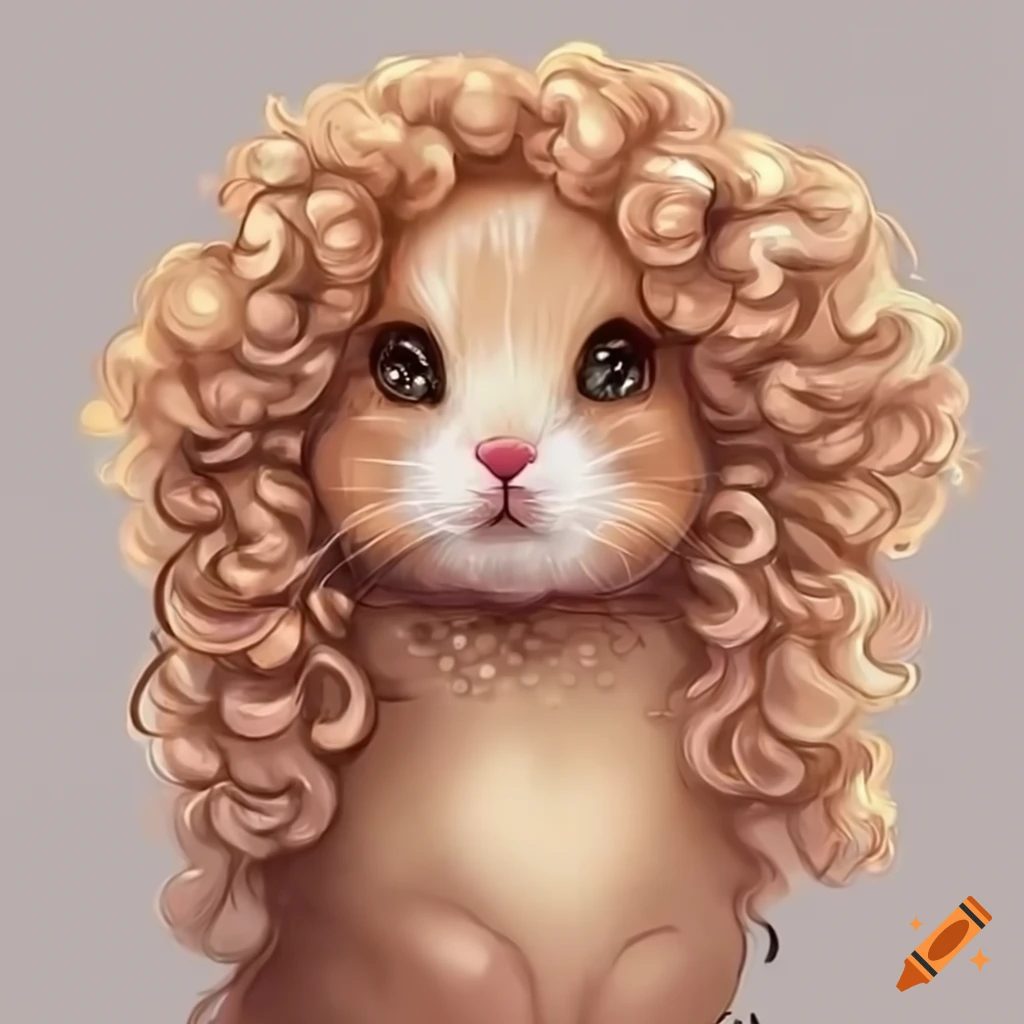 Adorable bunny rabbit with long golden curly hair and green eyes on Craiyon
