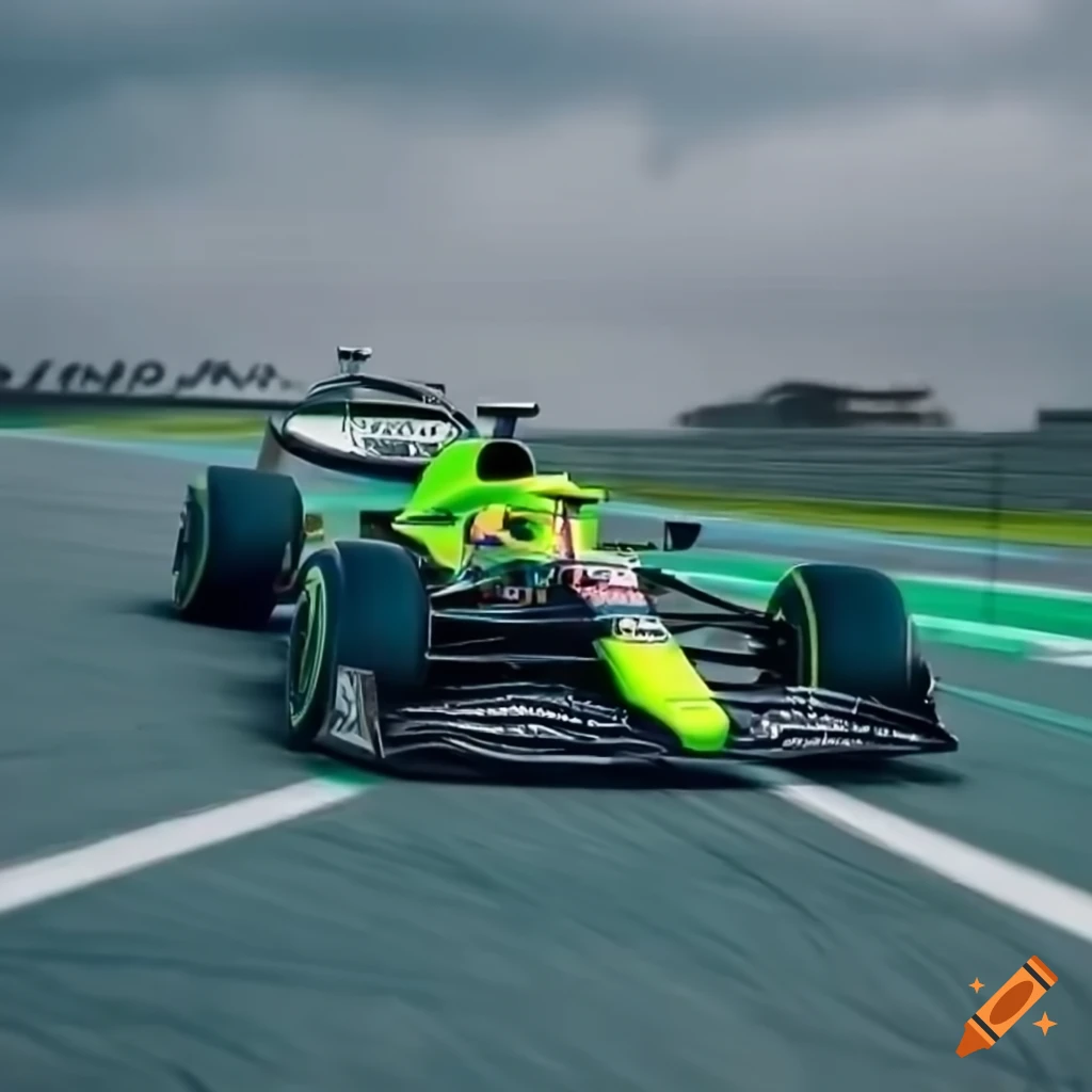 VCARB Energy F1 race in 2024 with eco-friendly green livery cars on a ...