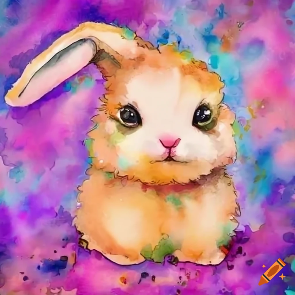 Adorable bunny rabbit with long golden curly hair and green eyes on Craiyon