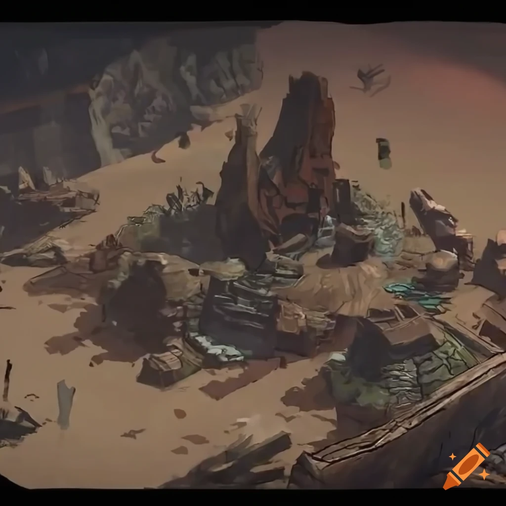 Borderlands landscape diorama environmental concept level design mad ...