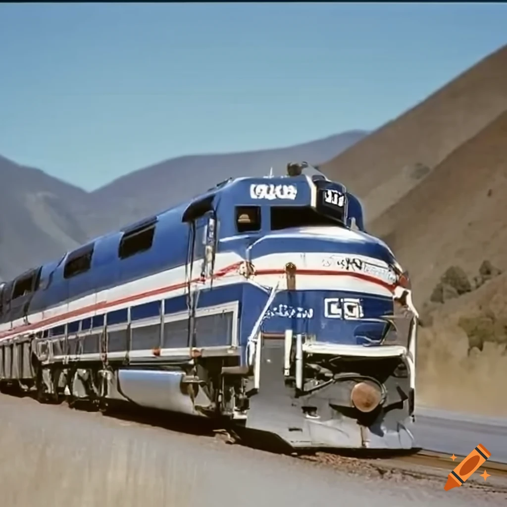 Amtrak emd sdp40f on san francisco zephyr amidst trees and small ...