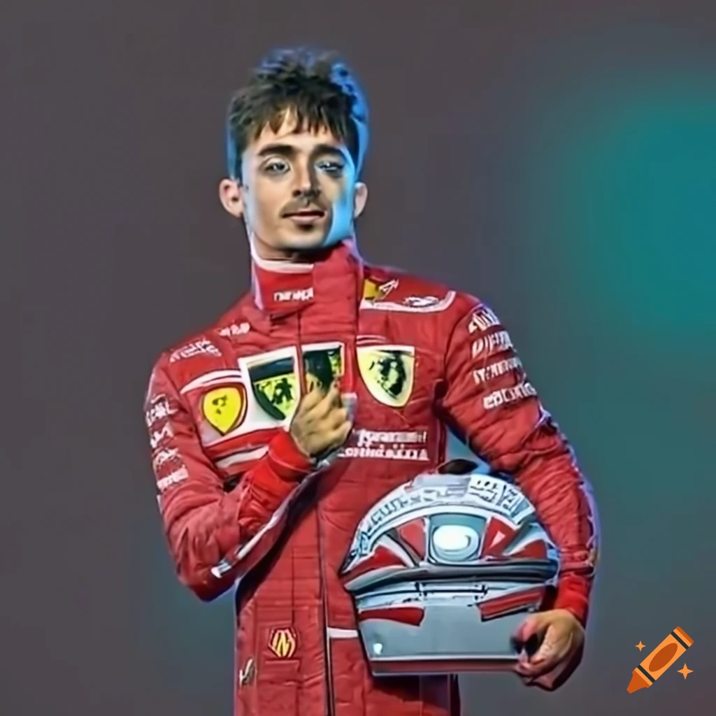 Charles Leclerc celebrating P1 in Monaco Grand Prix next to his Ferrari ...