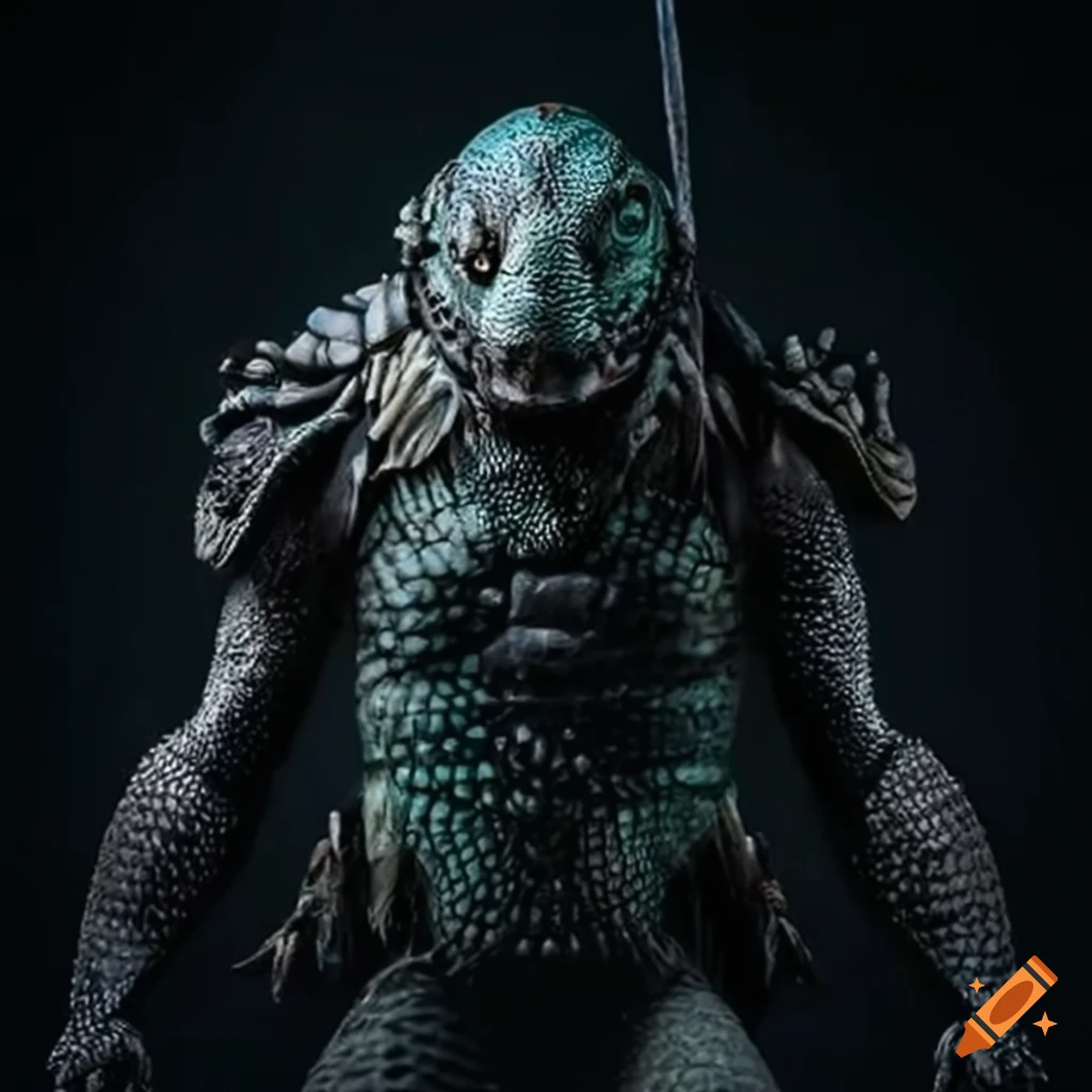Reptilian humanoid in combat armor on Craiyon