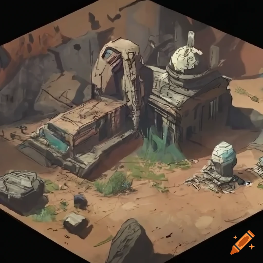 Borderlands landscape diorama environmental concept level design mad ...