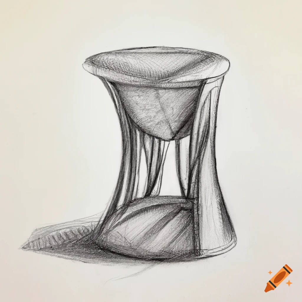 Side table form exploration sketches in pencil drawing on Craiyon