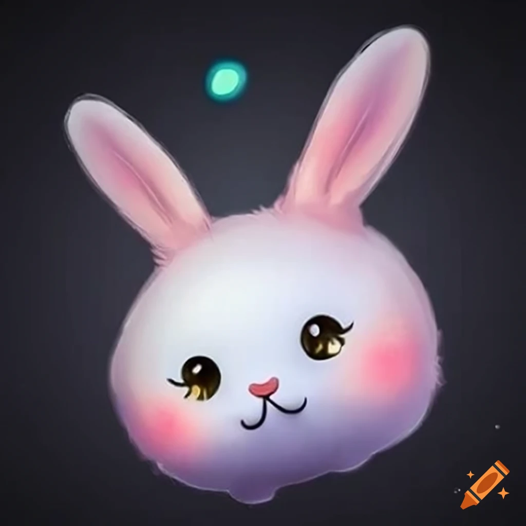 Adorable kawaii bunny rabbit with blonde curly hair and green eyes on ...