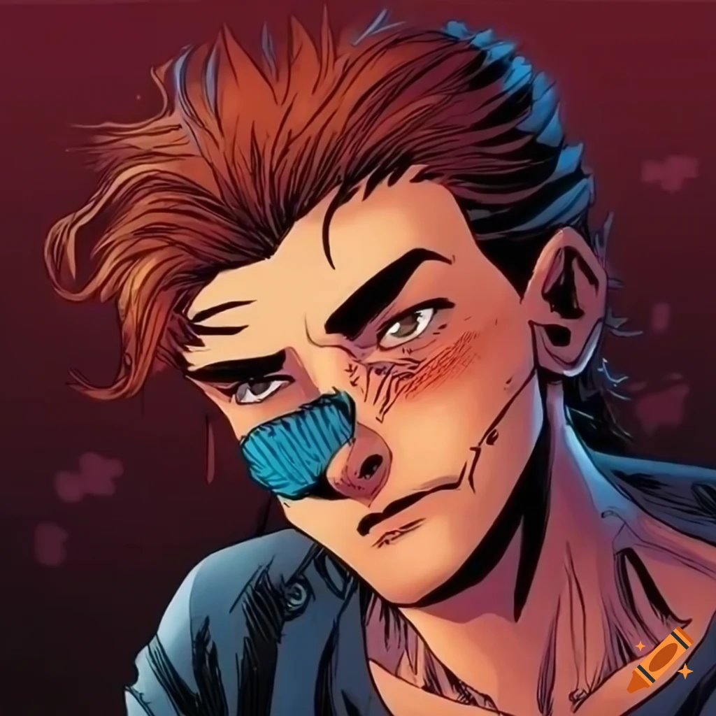 Comic style man with crying, loving, and angry expressions on Craiyon