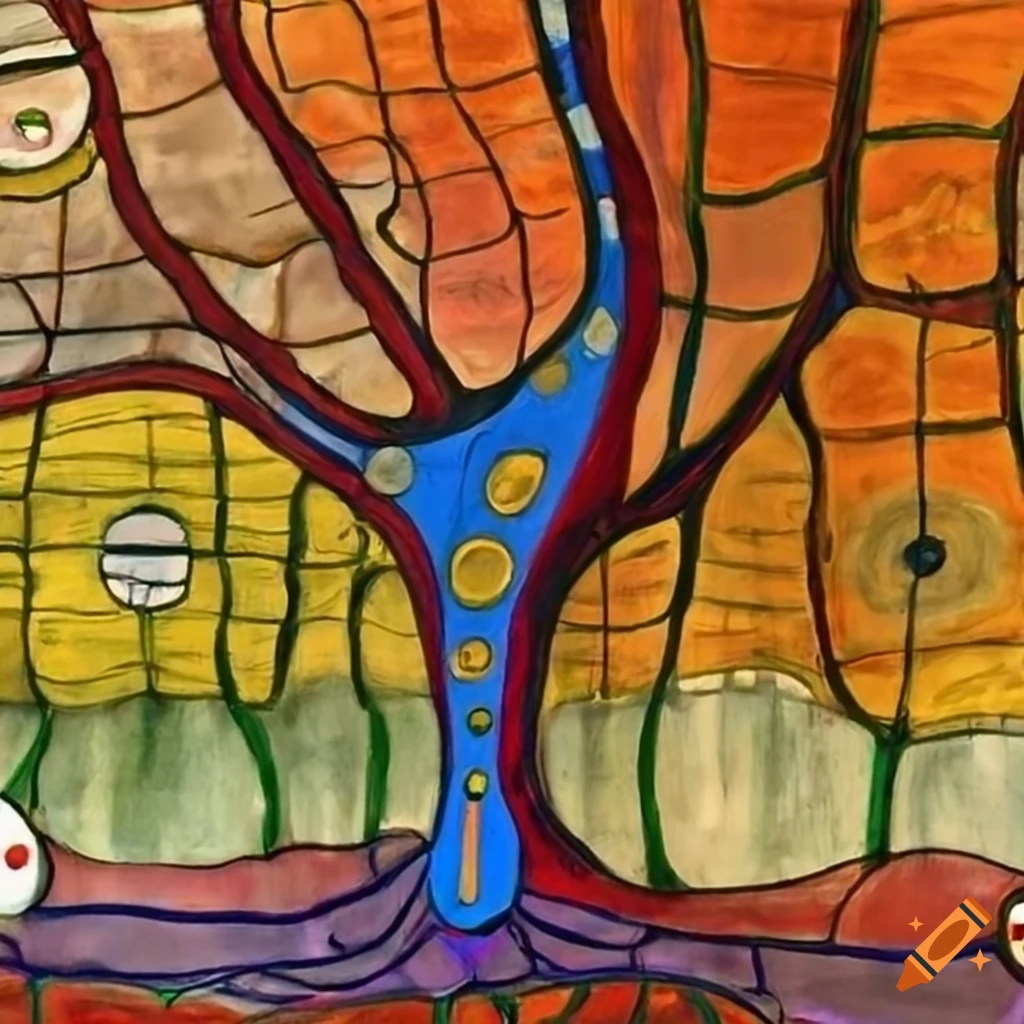 Tree painted in the style of Hundertwasser on Craiyon