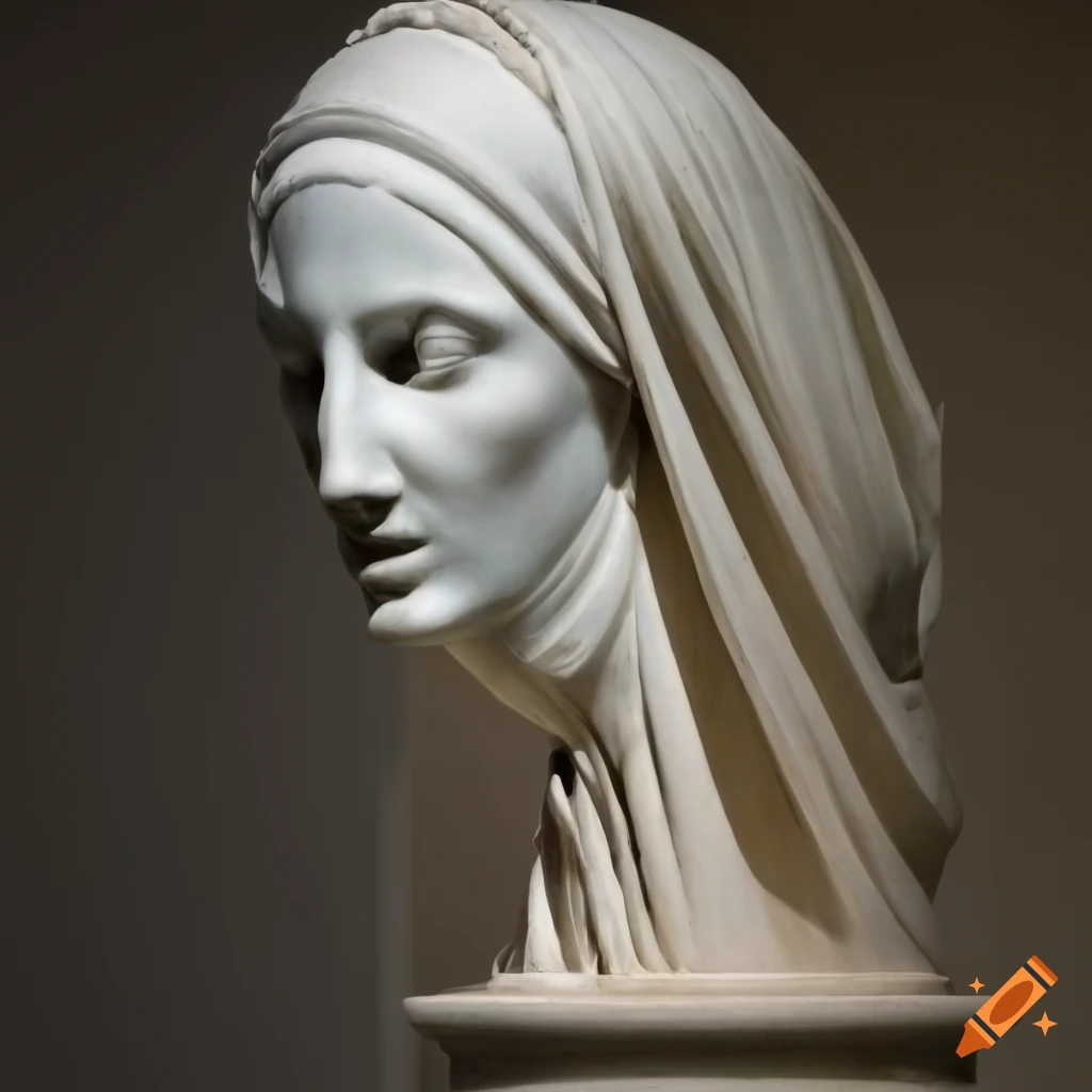 Side view of a veiled head of a canova statue on Craiyon