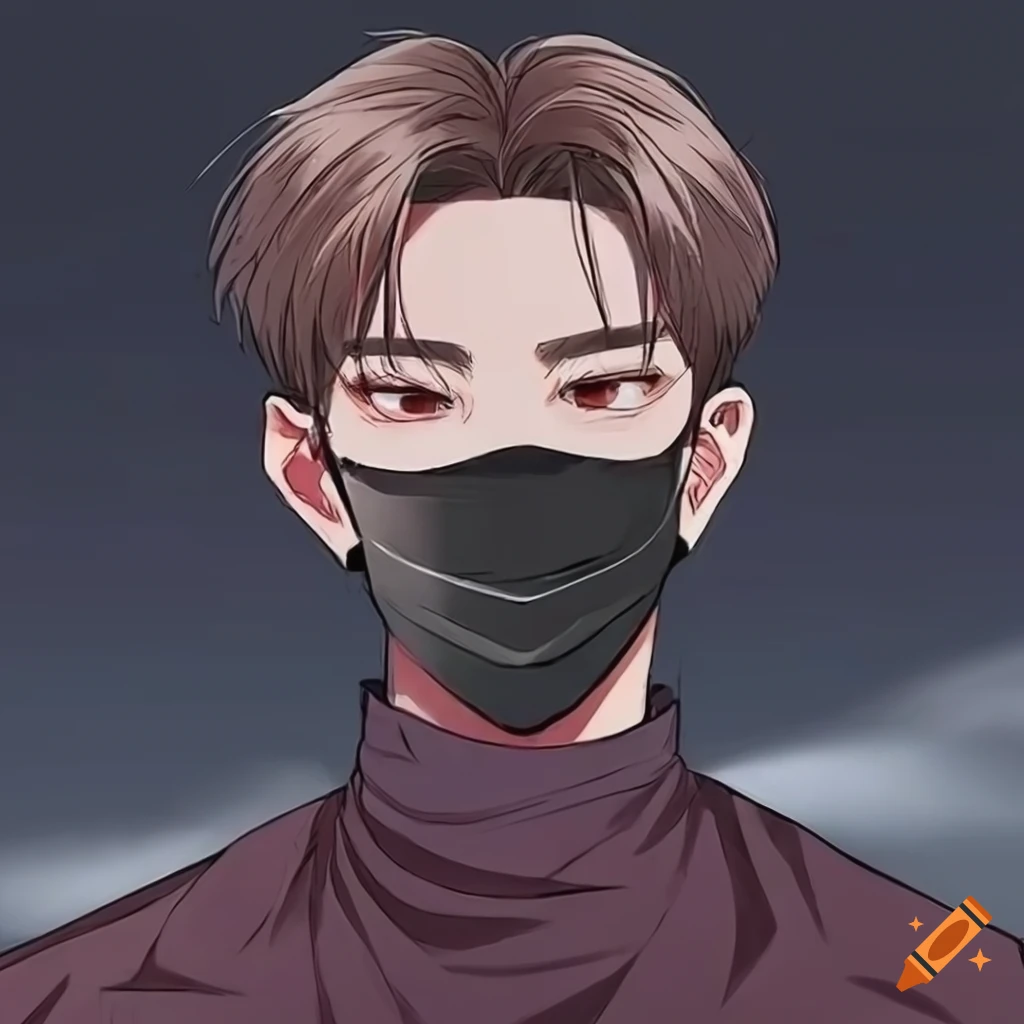 Korean man wearing black face mask, inspired by manhwa style on Craiyon