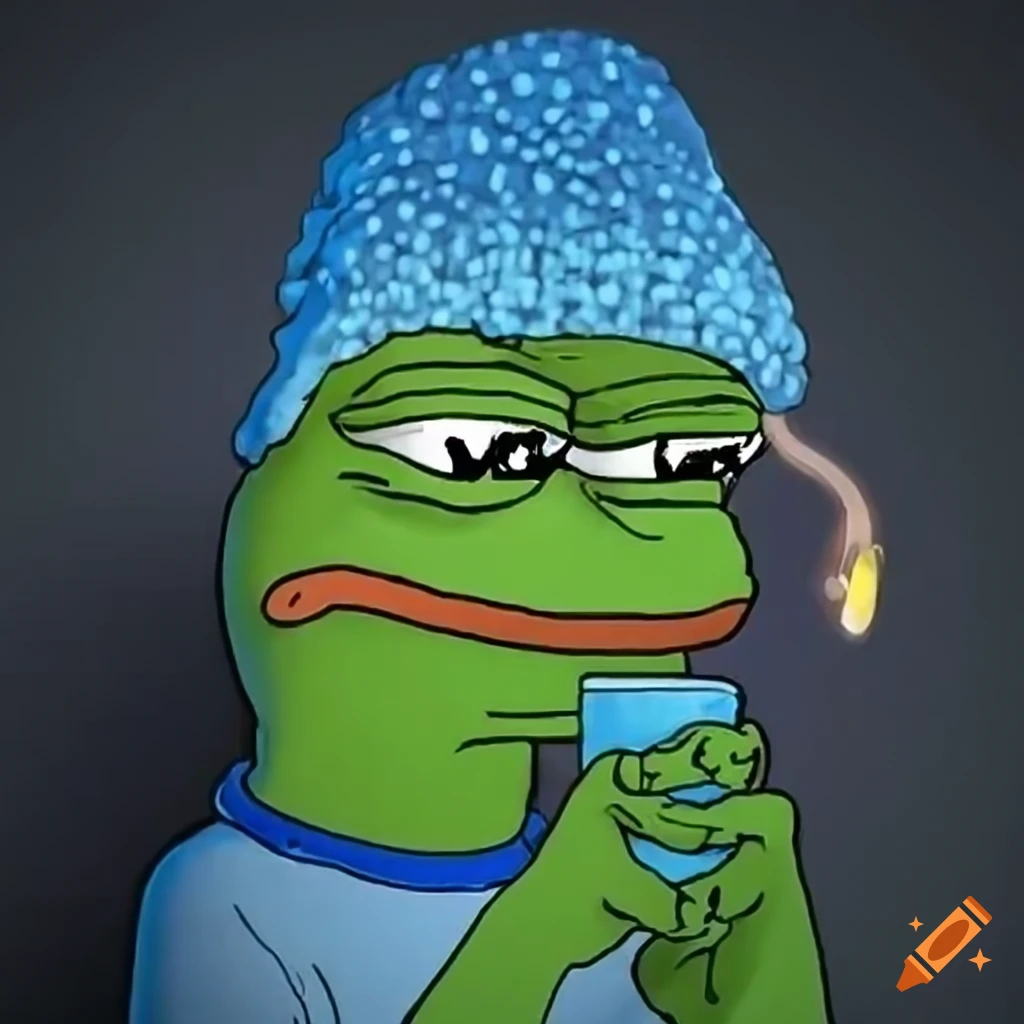 Pop culture character Pepe the Frog saying 'goodnight' in a cozy ...