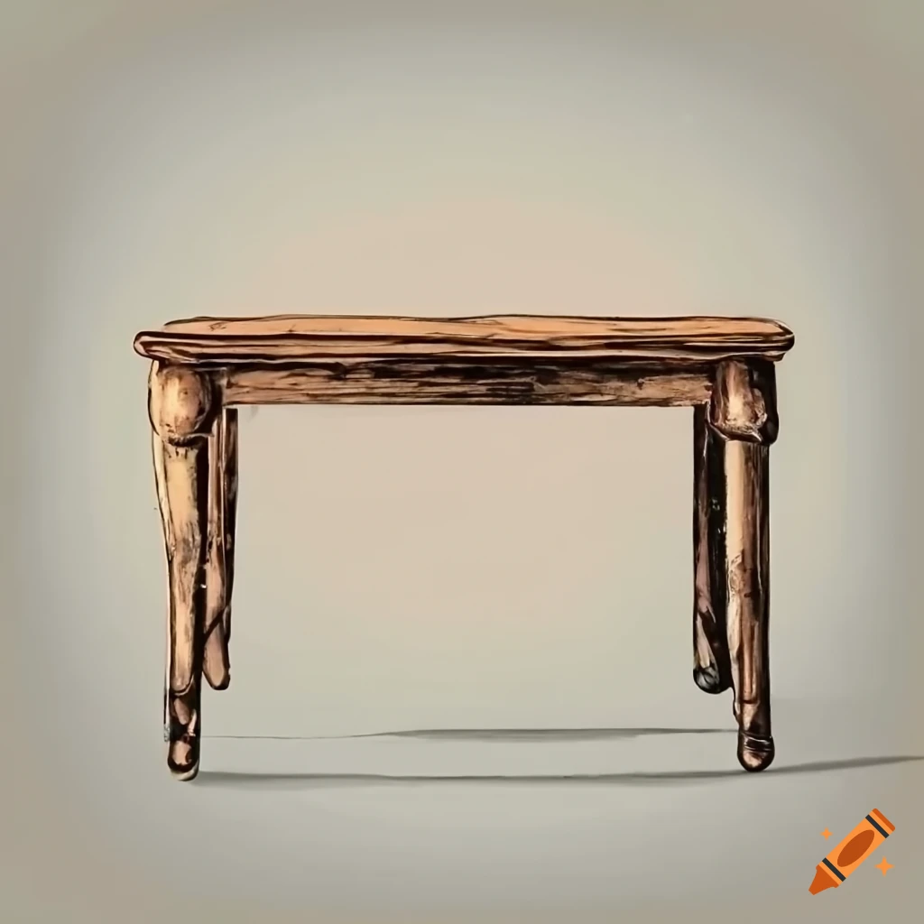 Vintage rustic wooden table with four sturdy legs on Craiyon