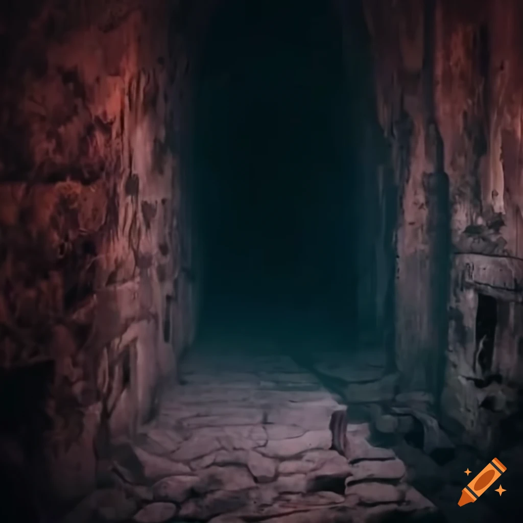 Creepy dungeon with unblinking eyes covering the walls and shadow ...