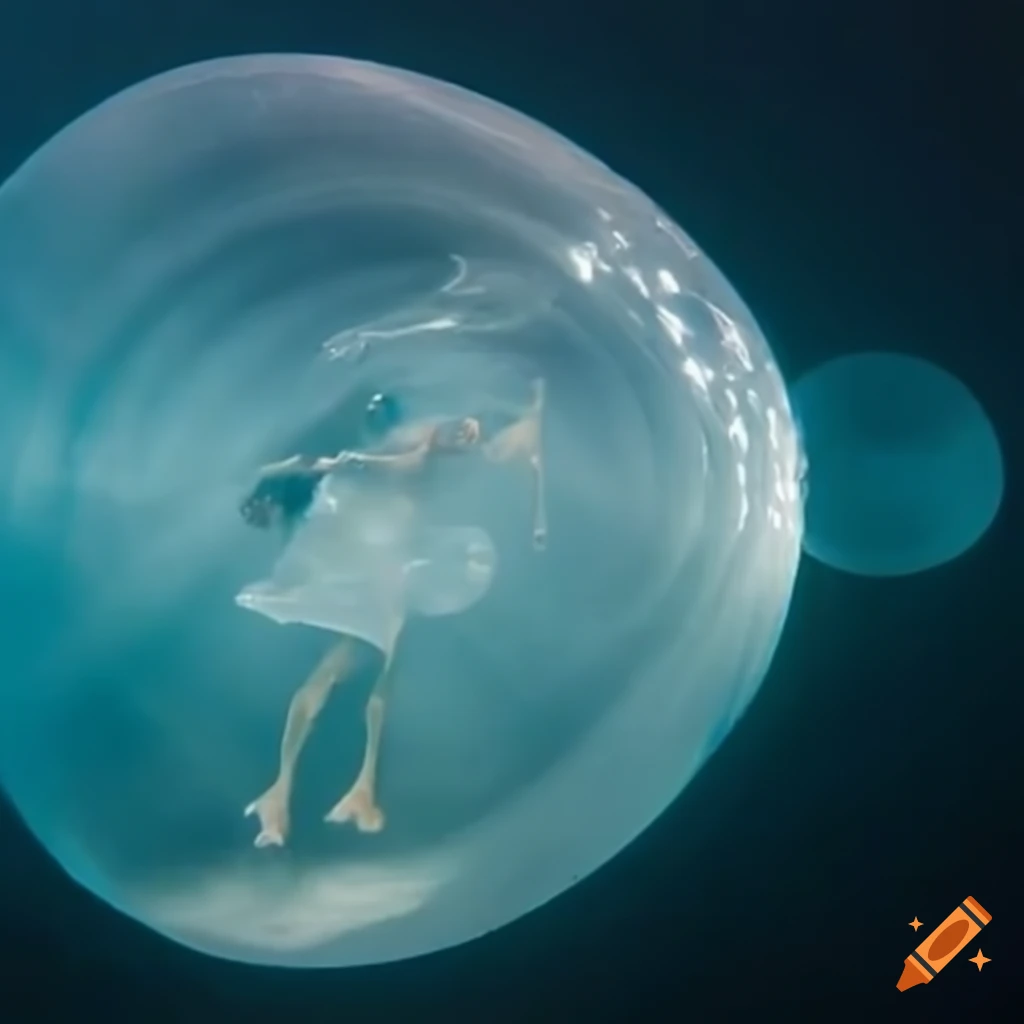 Person trapped in a giant air bubble underwater on Craiyon