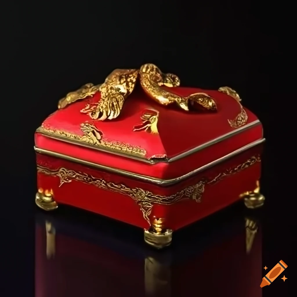 Red and gold box with chinese aesthetic featuring a snake design on Craiyon