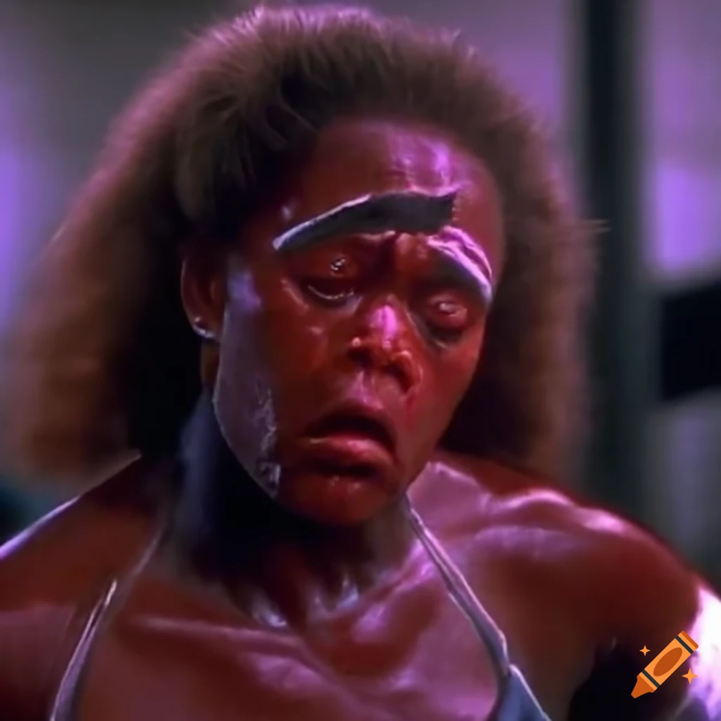 Closeup of expressive dizzied and disheveled female fighting champion ...