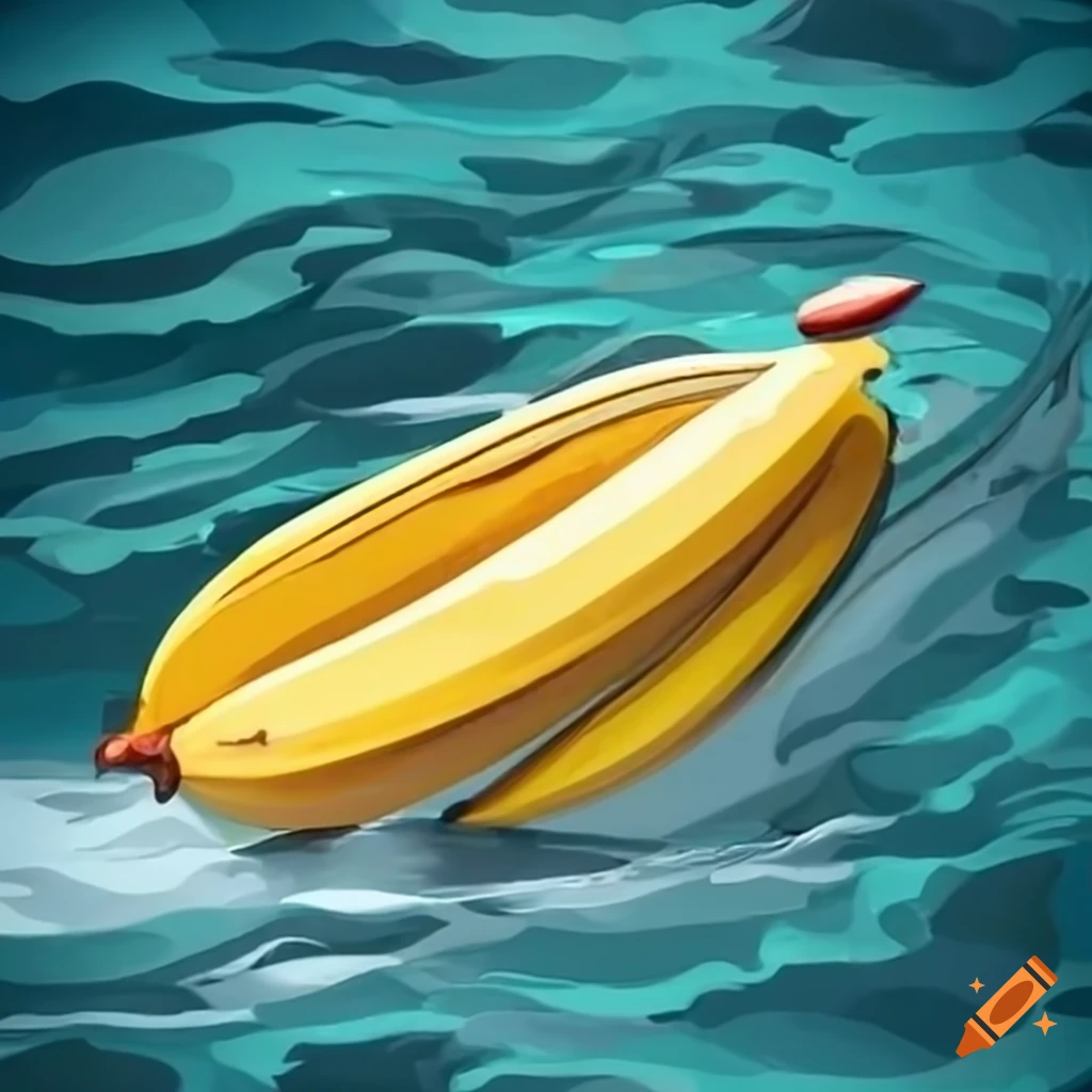 Plate boat race with a fun banana theme on Craiyon