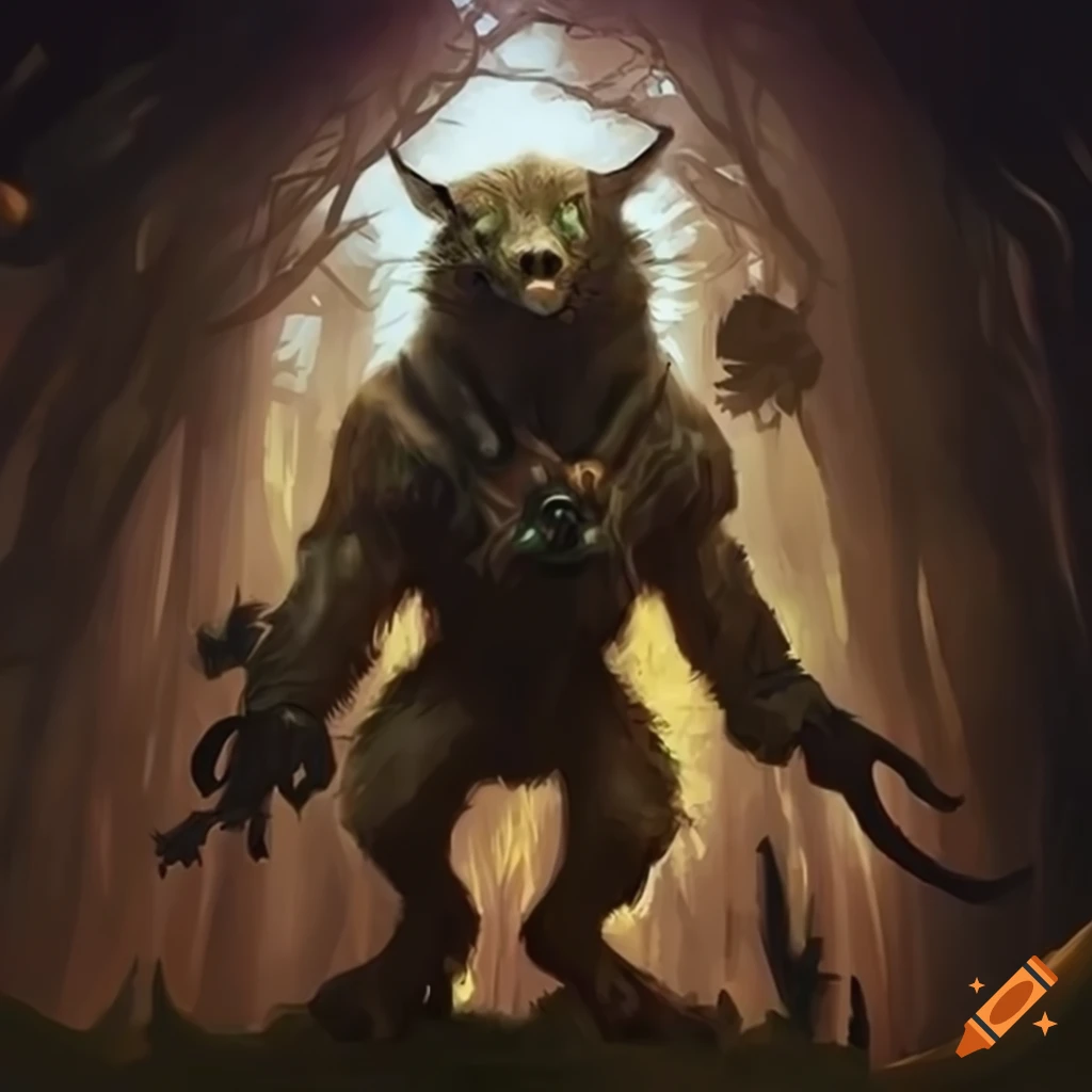 Sci-fi fantasy live beast hound in a sunny forest on Craiyon