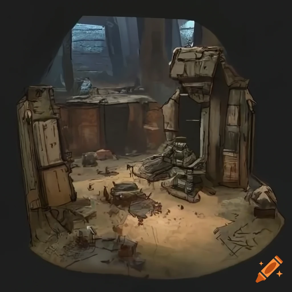 Diorama of a borderlands landscape with various environmental concepts ...