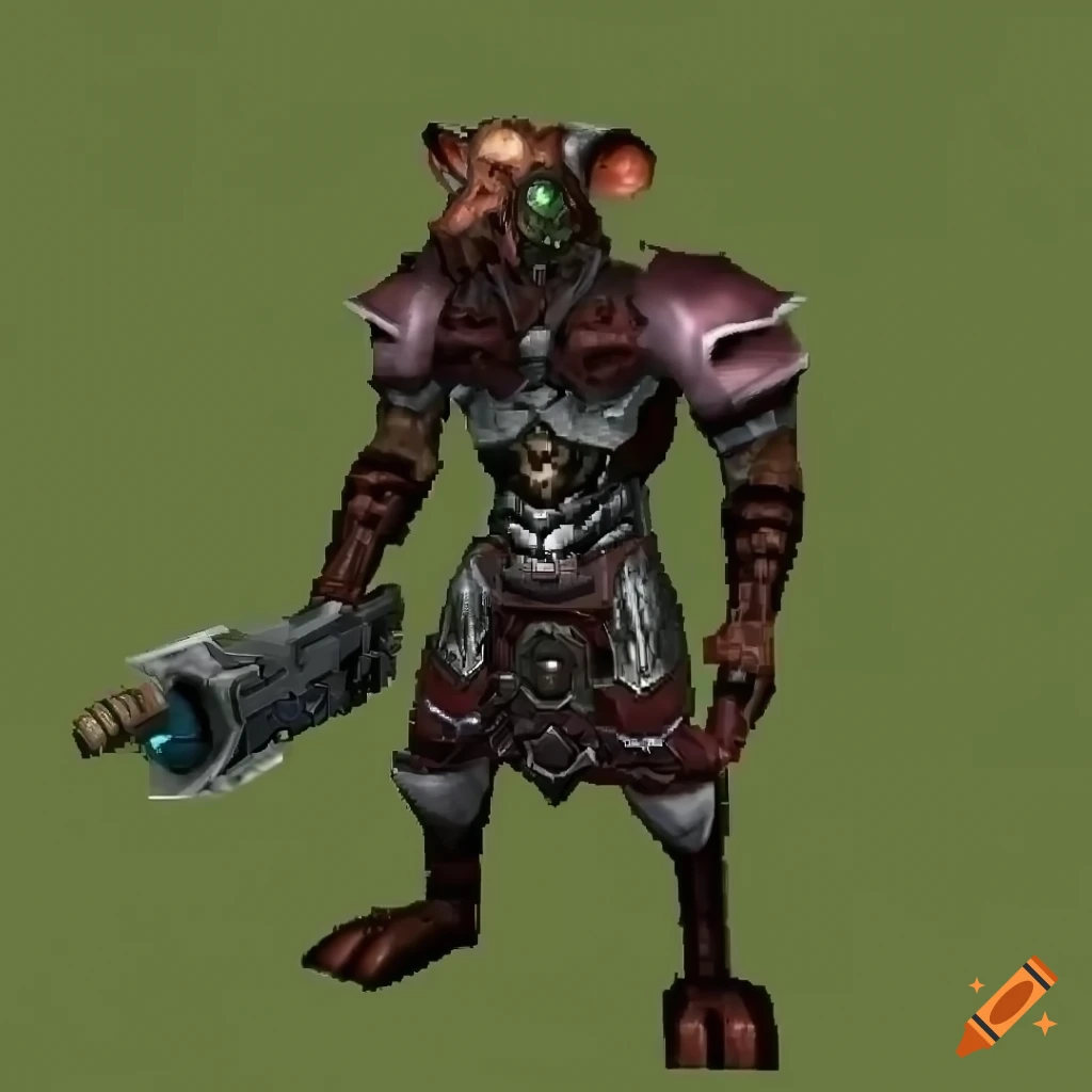 Feudal Cybernetic rat eldritch character with vision goggles and plasma ...