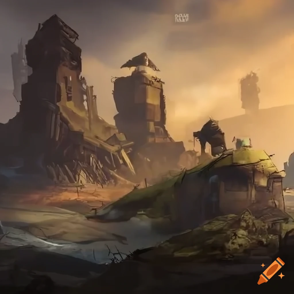 Borderlands landscape diorama environmental concept on Craiyon