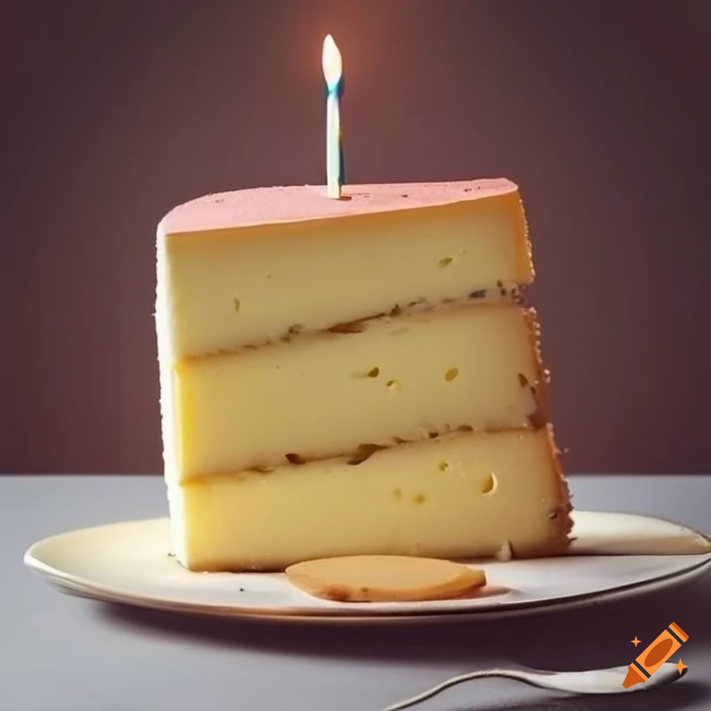 Birthday cake topped with 30 cheeses on Craiyon