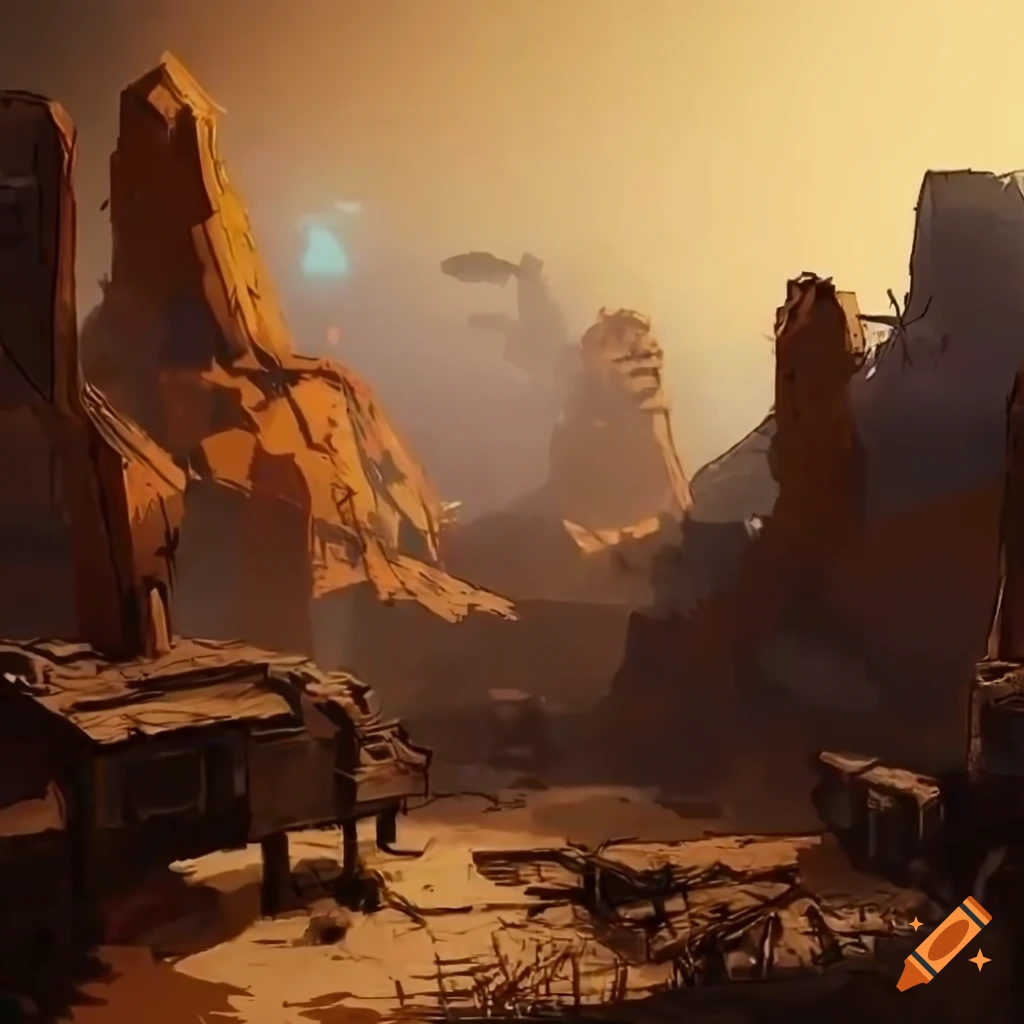Borderlands landscape diorama environmental concept level design mad ...