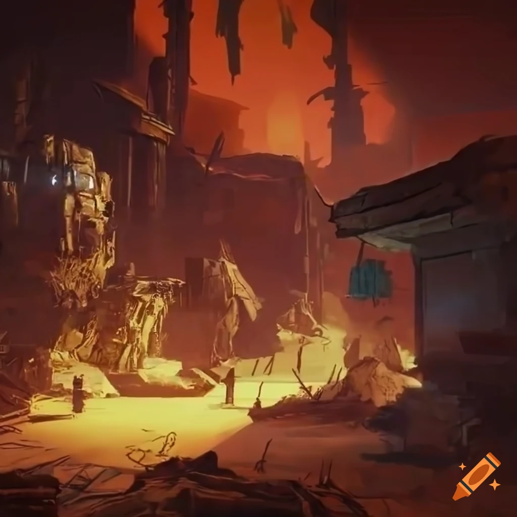 Borderlands landscape diorama environmental concept level design mad ...