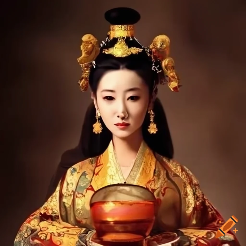 Chinese princess with her father sharing a moment over tea on Craiyon