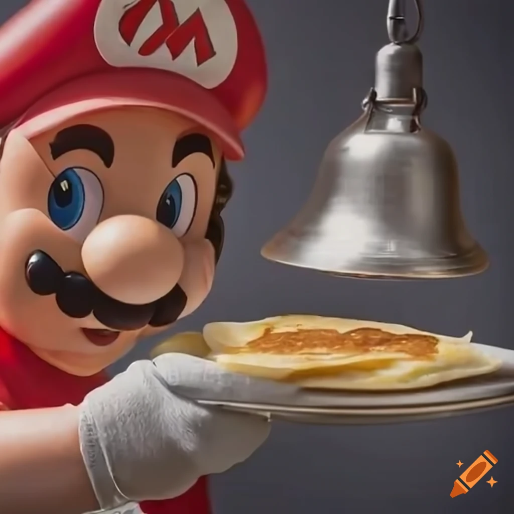Mario cooking French crepes with a traditional spreader and holding a ...
