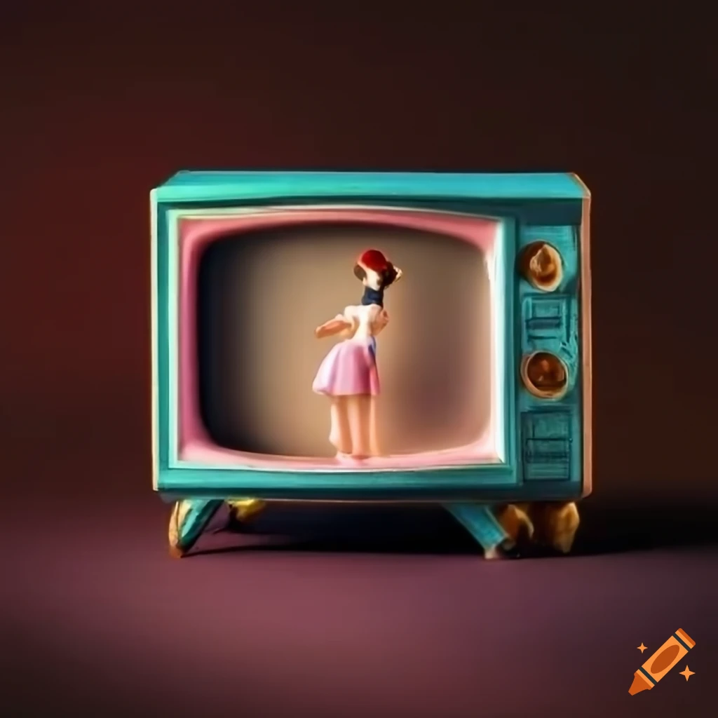 Singers in vintage television diorama with meticulous detail on Craiyon