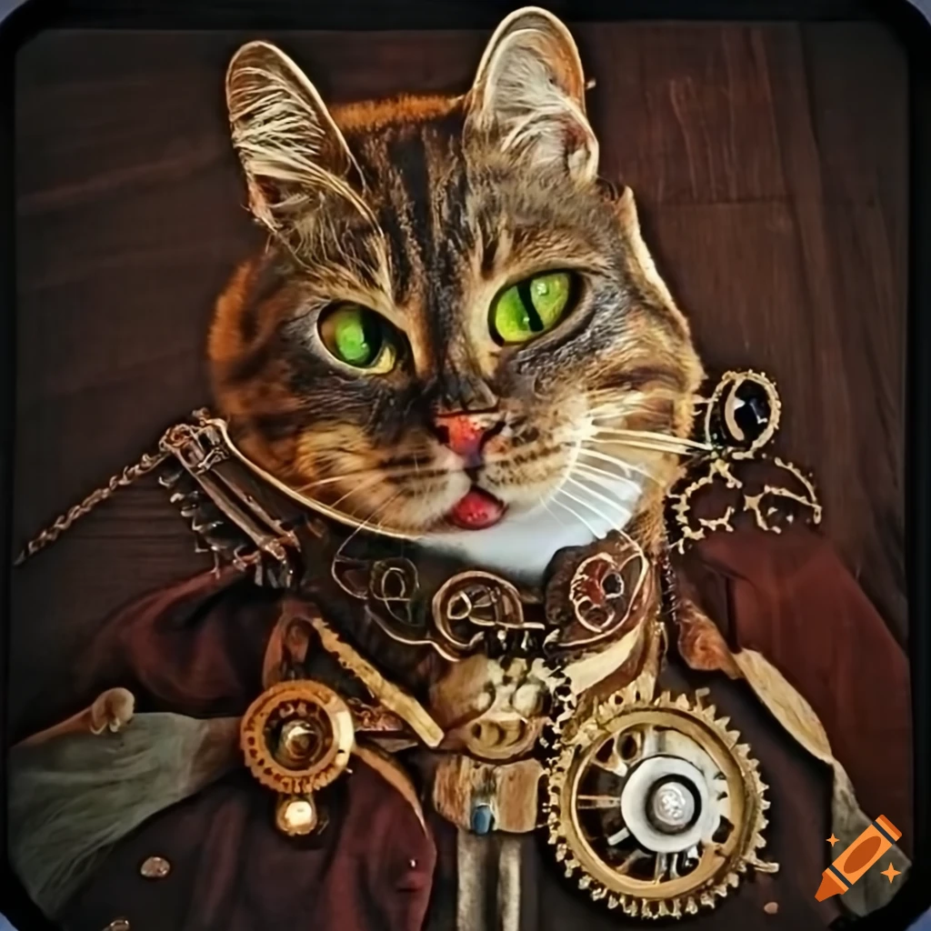 Steampunk cat on Craiyon