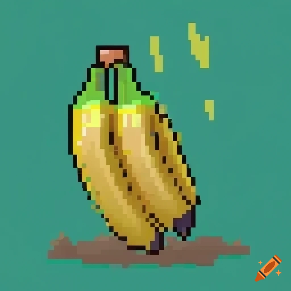 Pixel art of a banana tree with delicious bananas on Craiyon