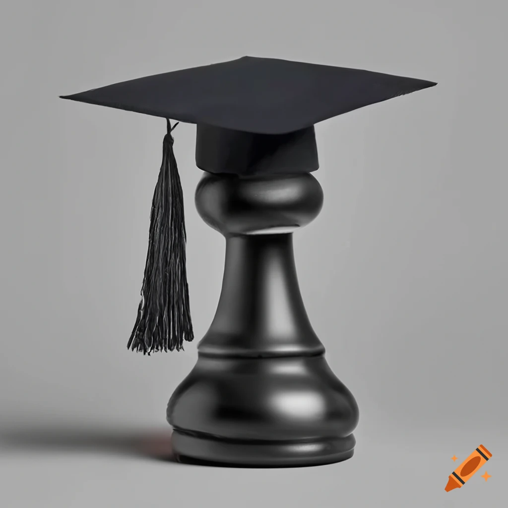 Black chess pawn with graduation hat and Stade Toulousain jersey on Craiyon