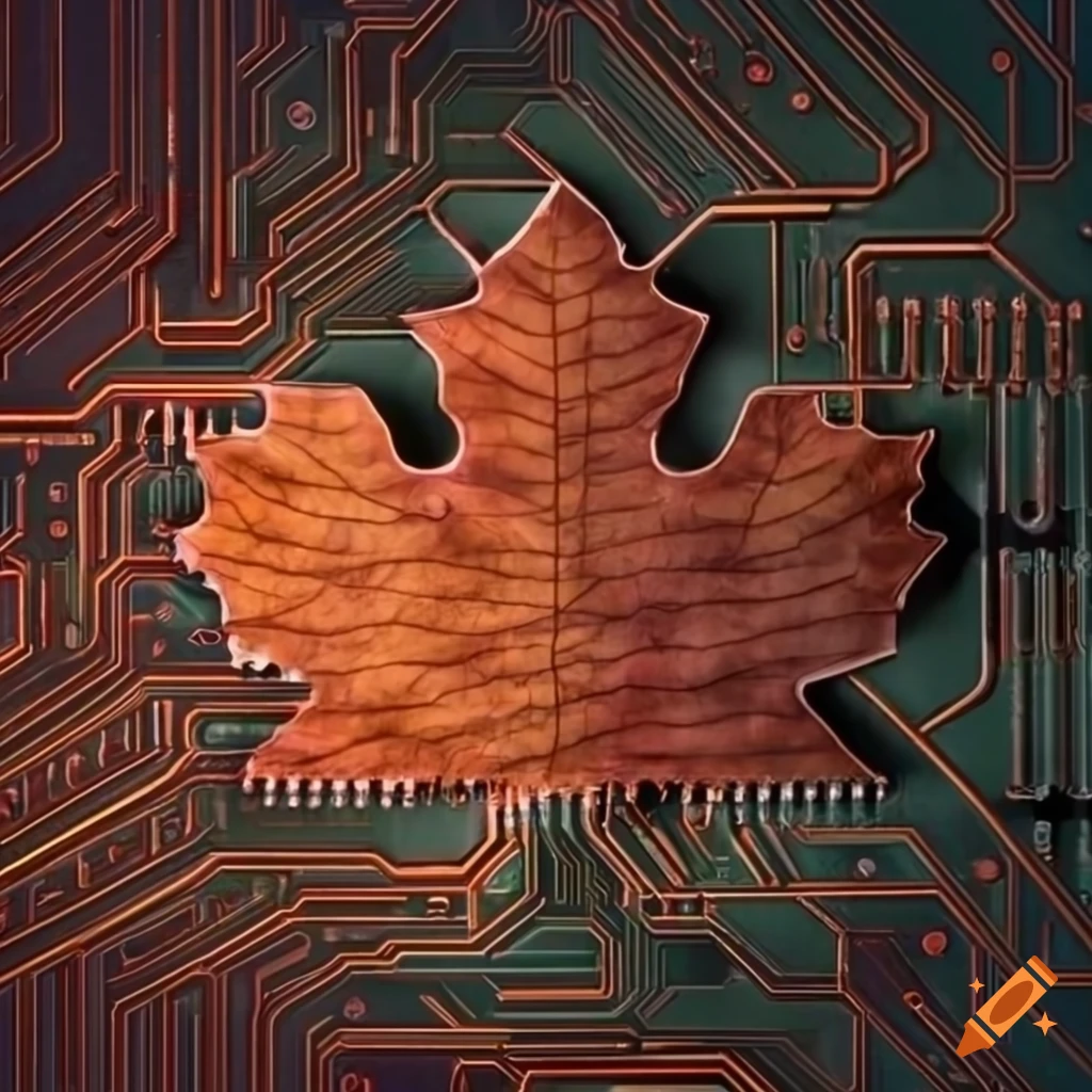 Canadian Maple Leaf shaped circuit board on Craiyon