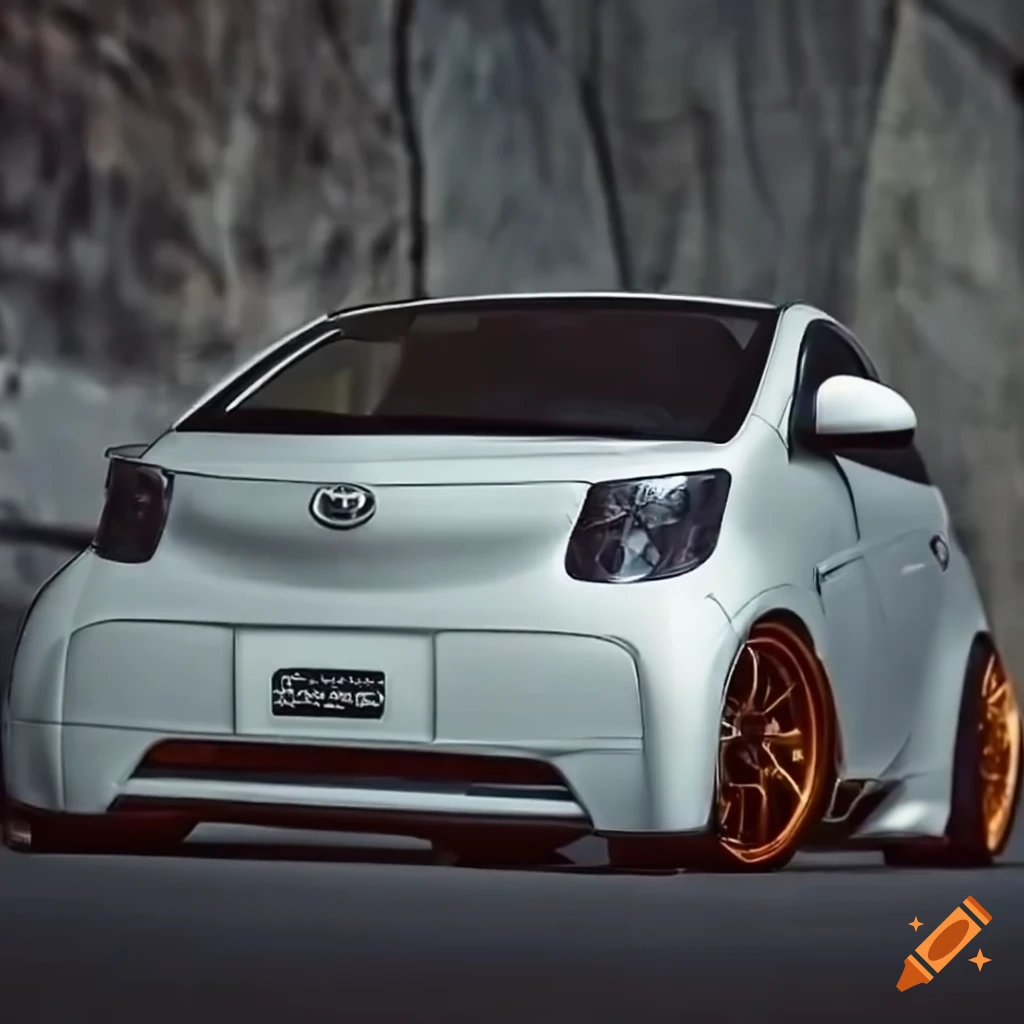 Customized JDM style Toyota iQ in white with grey, black, and orange ...