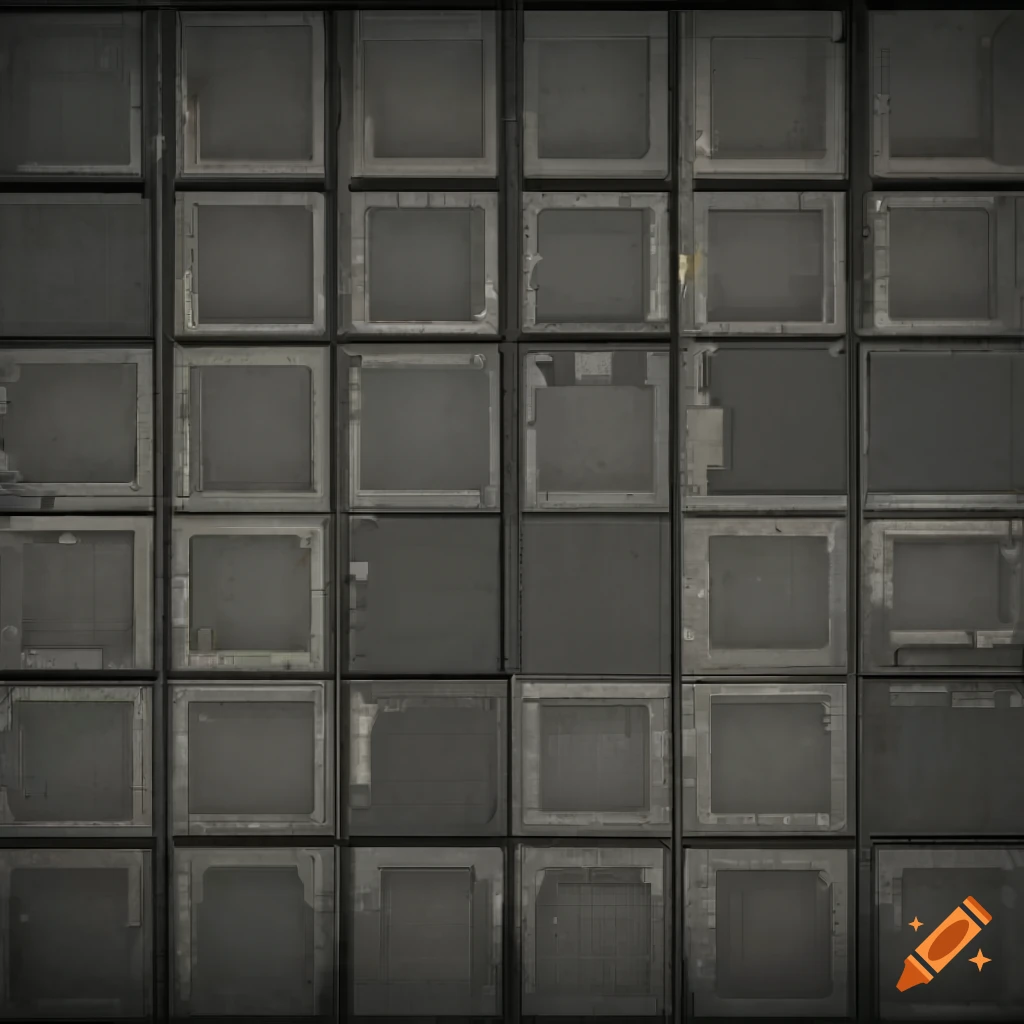 Top-down view of grey industrial sci-fi factory floor texture with ...