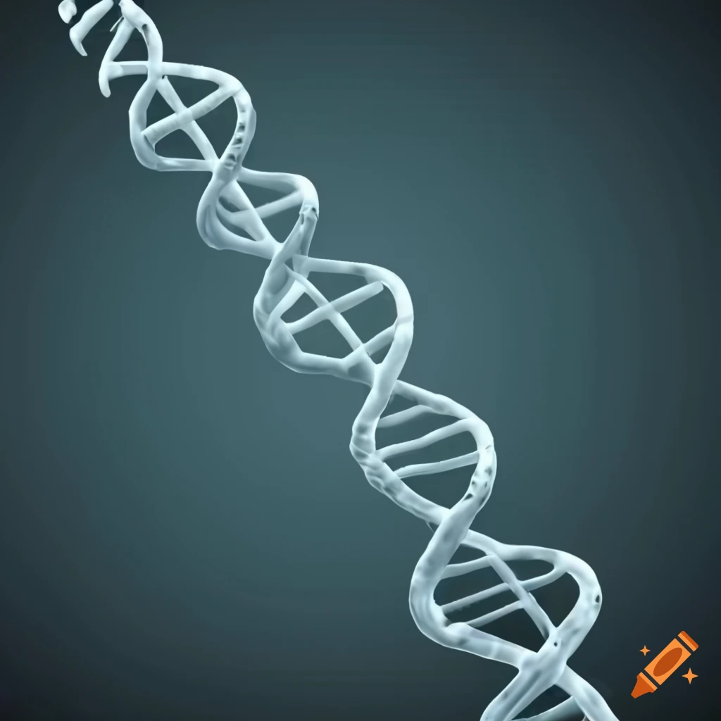 Detailed 3D rendering of a triple Helix DNA molecule on Craiyon